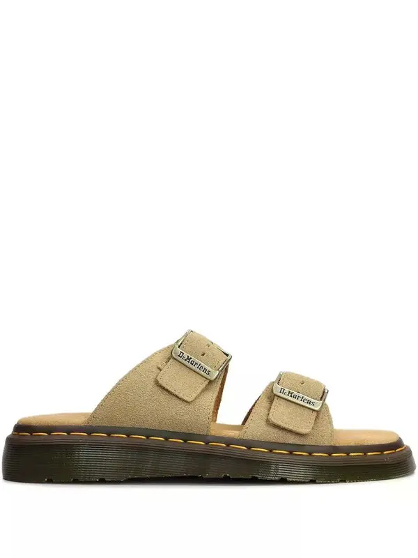 Dr. Martens Suede Slip-on Sandals With Buckle Detailing - Neutrals