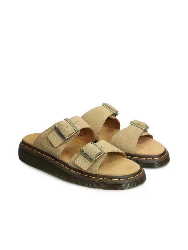 Dr. Martens Suede Slip-on Sandals With Buckle Detailing - Neutrals