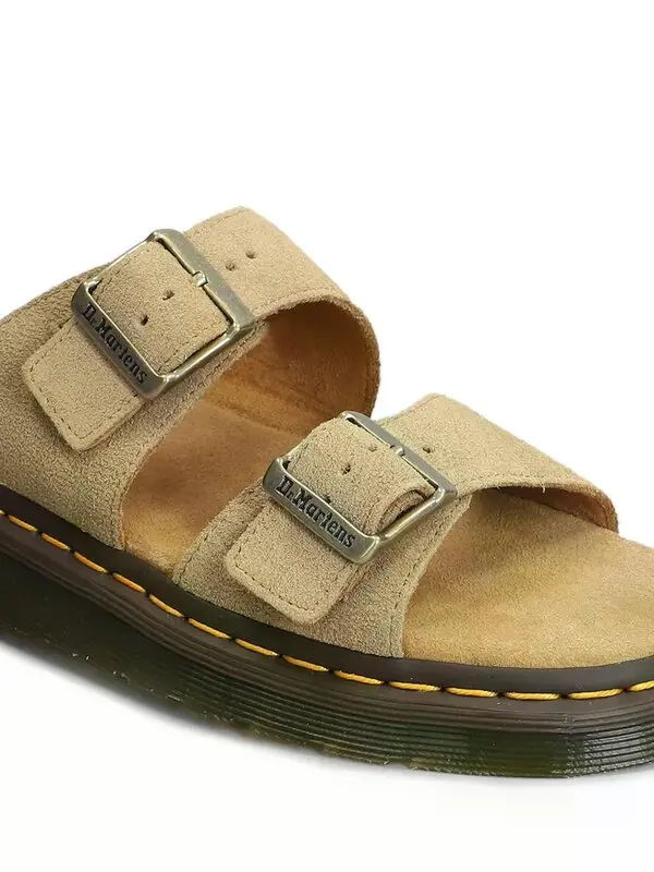 Dr. Martens Suede Slip-on Sandals With Buckle Detailing - Neutrals
