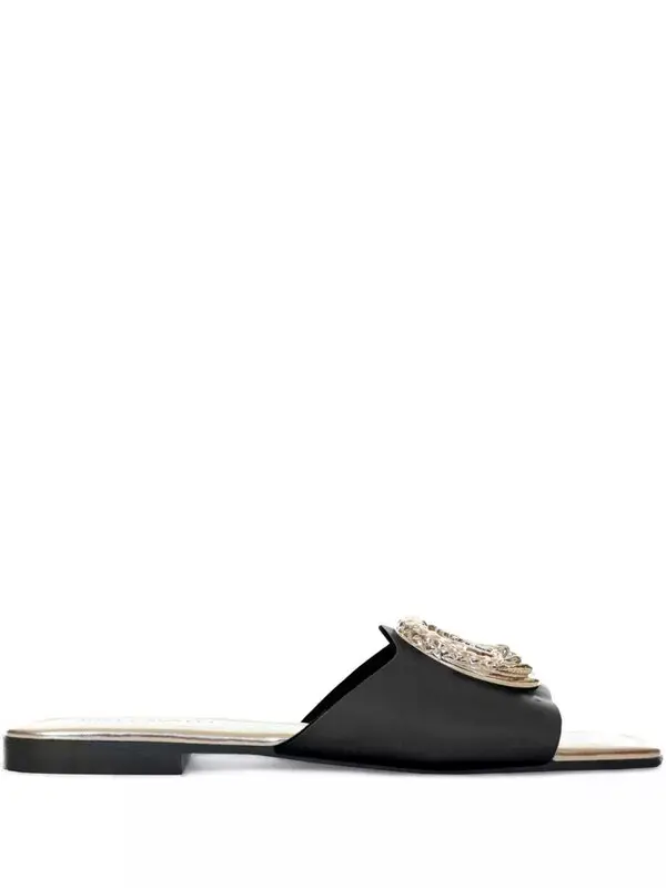 Just Cavalli Elise Satin Slide Sandals With Embellishment