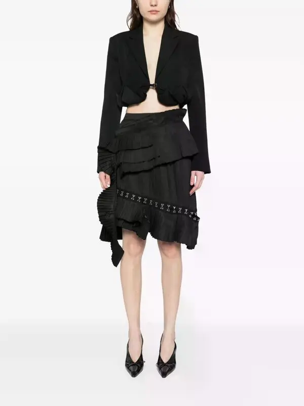 Rokh Broken Pleated Skirt - Black