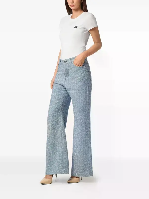 Philipp Plein Tweed Wide-leg Jeans - Blue