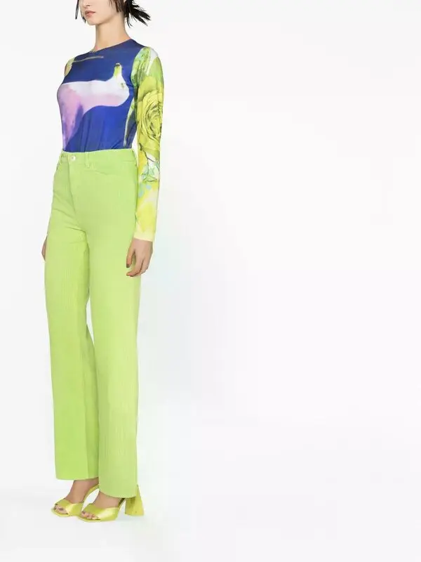 WANDLER Rose Ribbed Straight-leg Trousers