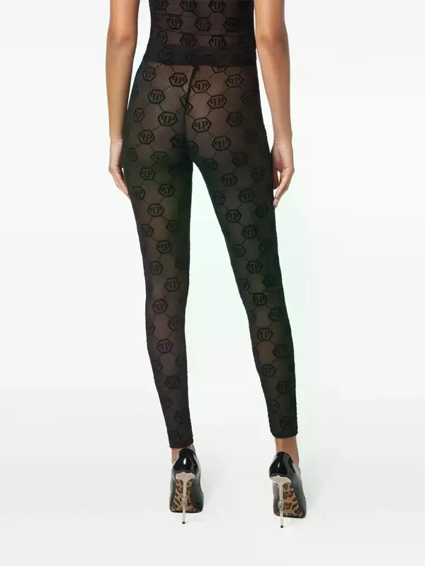 Philipp Plein Monogram-pattern Tulle Leggings