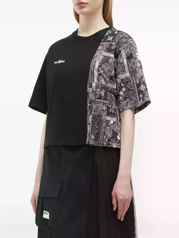 MUSIUM DIV. Bandana-print T-shirt With Embroidered Logo And Pleated Detailing