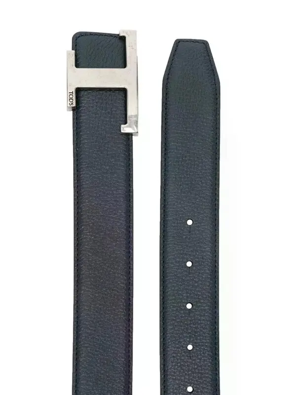 TOD'S Logo Plaque Calf Leather Belt - Blue