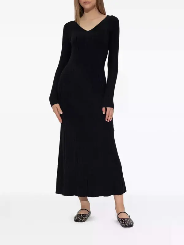 SAMSOE SAMSOE V-neck Long Sleeve Stretch Maxi Dress