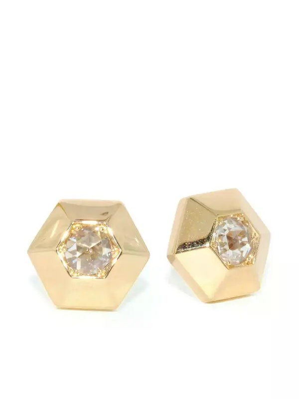 Fred Leighton 18kt Yellow Diamond Hexagonal Stud Earrings