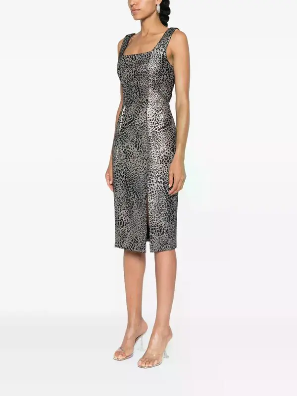 GENNY Animalier Jacquard Midi Dress