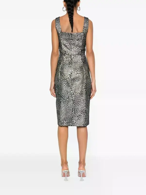 GENNY Animalier Jacquard Midi Dress