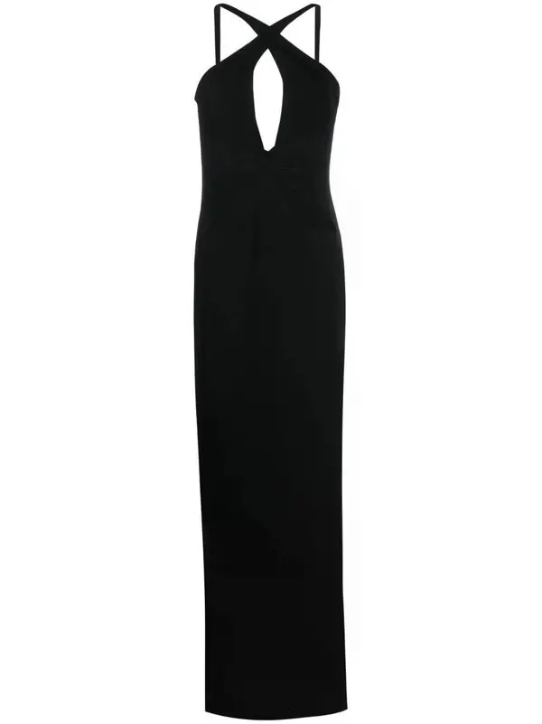 MONOT Cut-out Halterneck Maxi Dress - Black