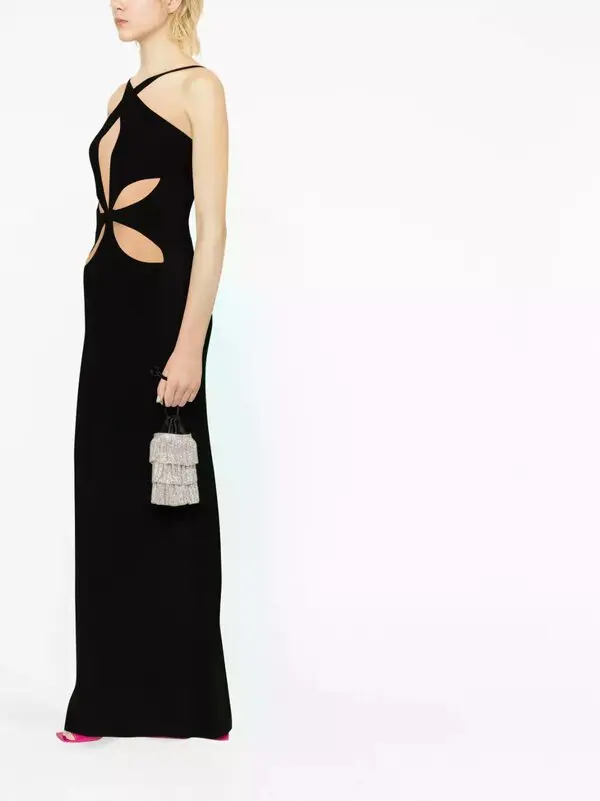 MONOT Cut-out Halterneck Maxi Dress - Black