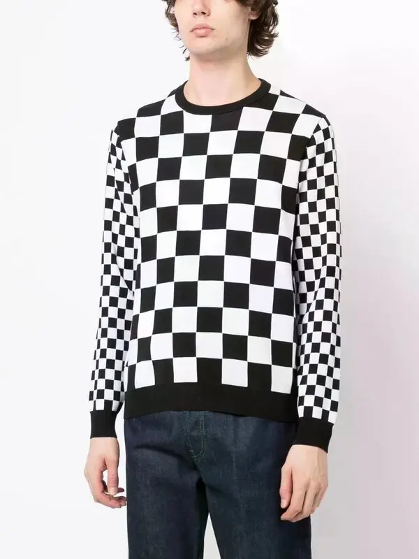 PORTS V Checkerboard-print Knit Jumper