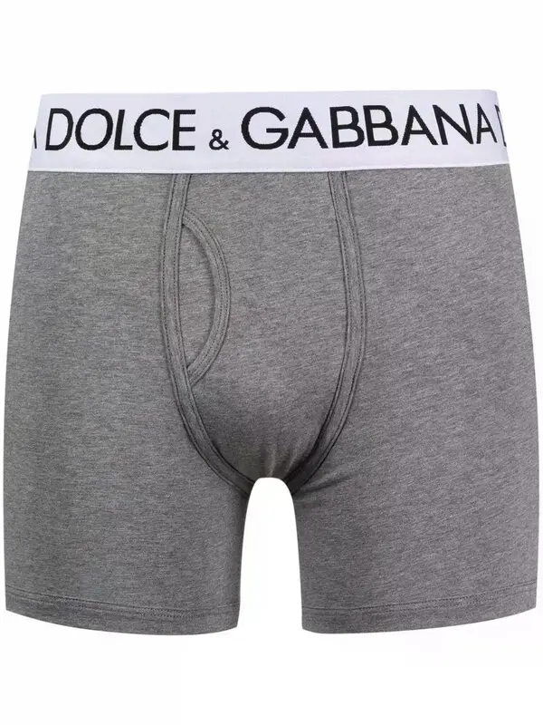 Dolce & Gabbana Logo-waistband Boxer Trunks - Grey