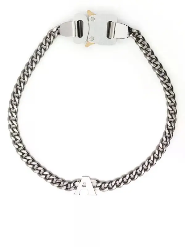 1017 Alyx 9sm Tone Chain-link Necklace With Buckle Clasp - Silver