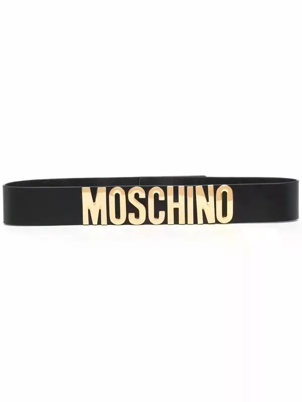 Moschino Lettering Leather Belt - Black