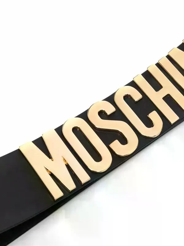 Moschino Lettering Leather Belt - Black