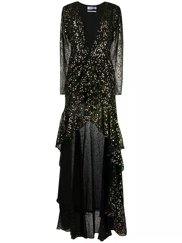 Attico Star-print Plunge-neck Dress