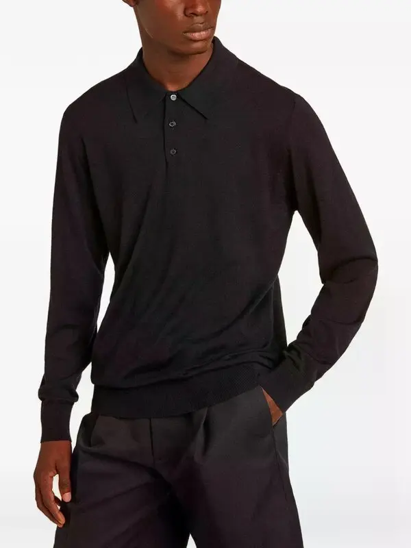 GOLDEN GOOSE Virgin Wool Polo Shirt - Blue