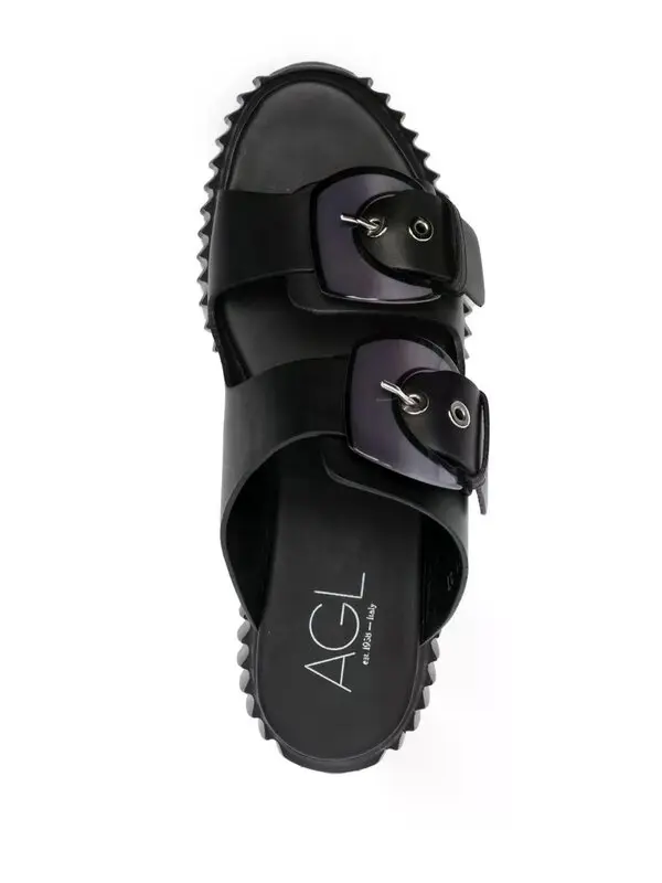 Agl Agatha Double-buckle Flatform Sandals - Black