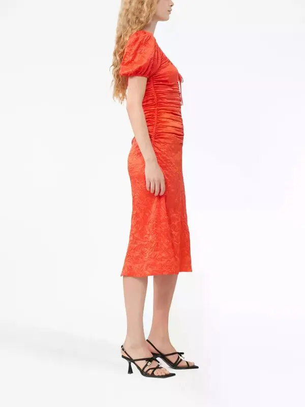 GANNI Ruched Midi Dress
