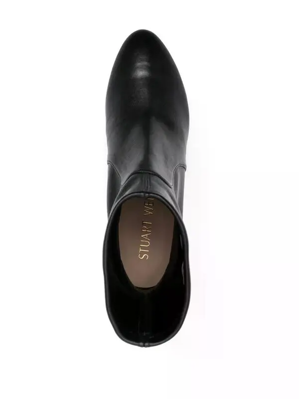 STUART WEITZMAN Calf Leather Almond Toe Sock-style Ankle Boots