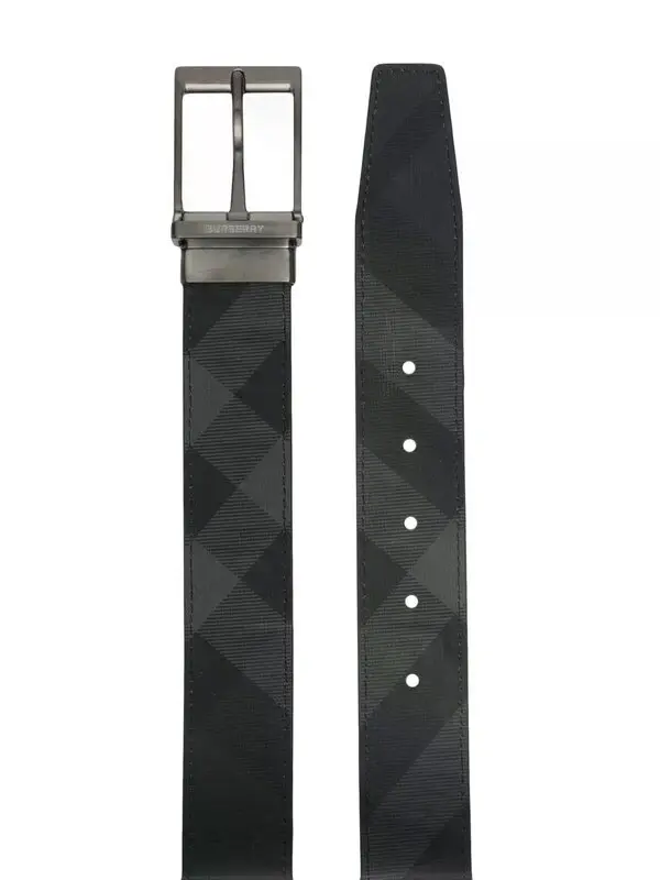 Burberry Reversible Check Belt - Grey