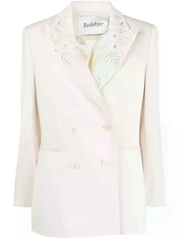 Rodebjer Double-breasted Crochet Blazer - Neutrals