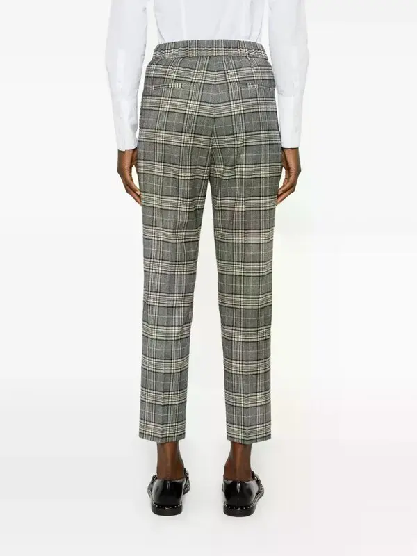 Peserico Virgin Wool Blend Plaid Check Trousers