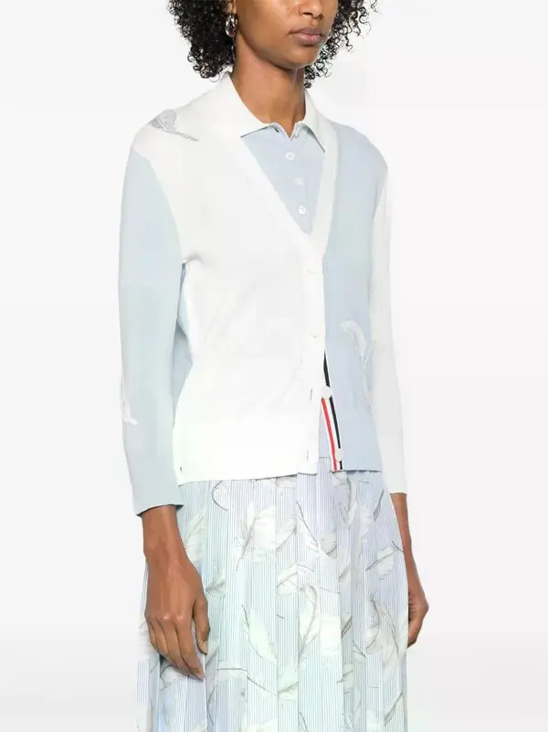 Thom Browne Feather-intarsia Cotton Cardigan