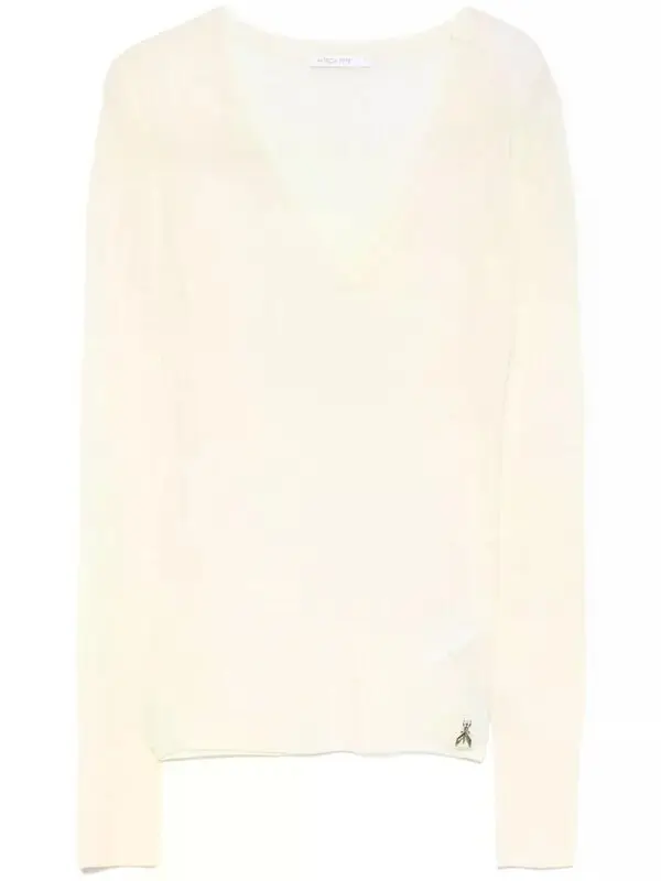 Patrizia Pepe Fine-knit V-neck Sweater - Neutrals