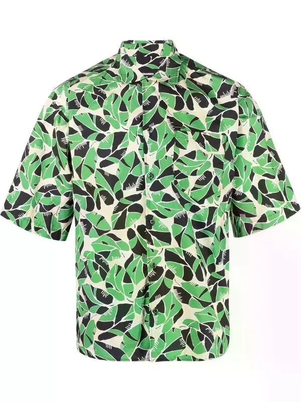 Dsquared2 Botanical-print Short-sleeved Shirt - Green