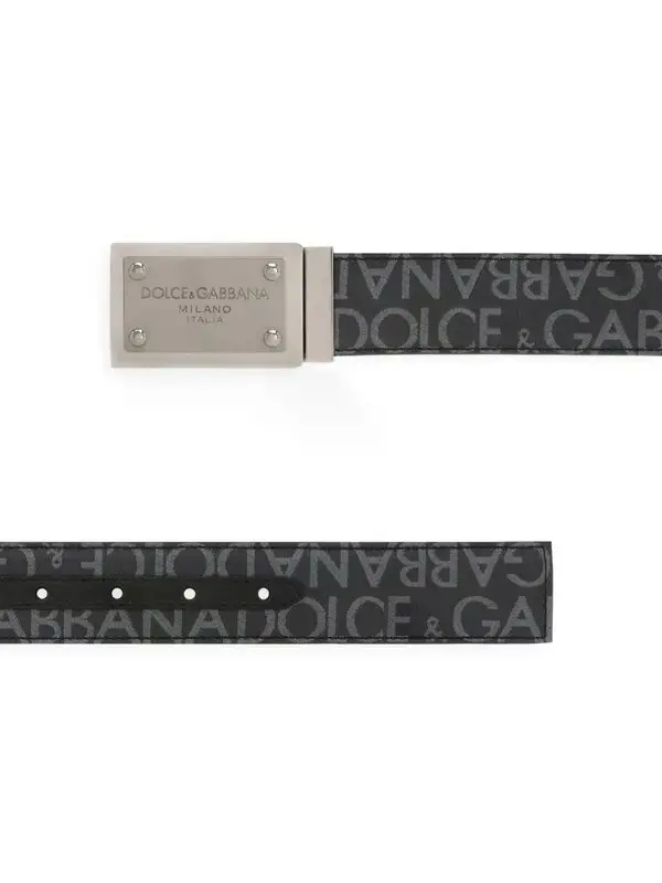 Dolce & Gabbana Logo Plaque Jacquard Belt