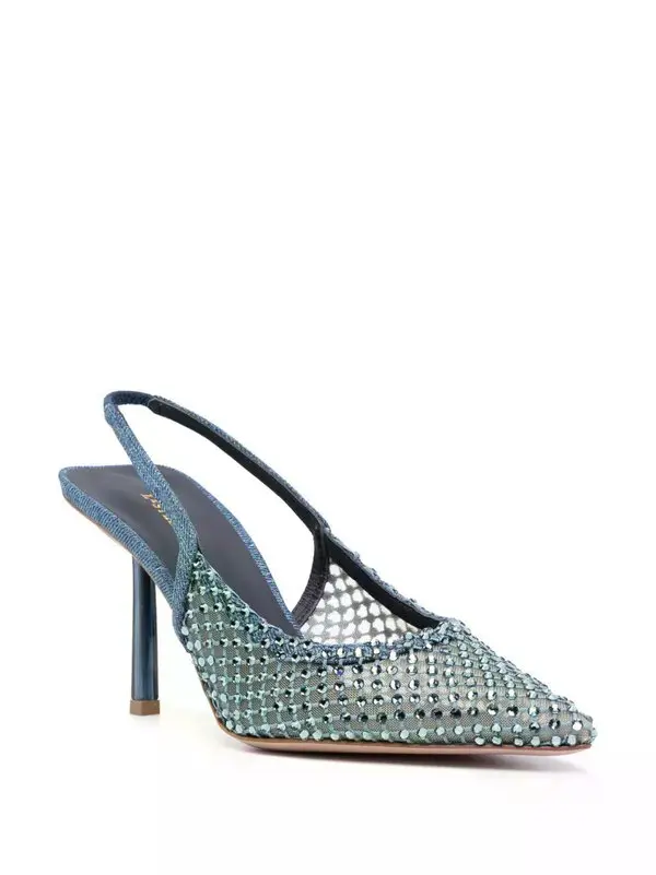 LE SILLA Gilda 80mm Crystal-embellished Denim Pumps