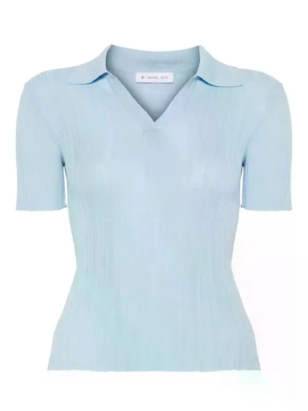 MANUEL RITZ Ribbed Polo Shirt - Blue