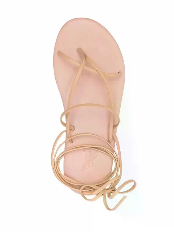 ANCIENT GREEK SANDALS Tie-fastening Leather Flip Flop Sandals - Neutrals