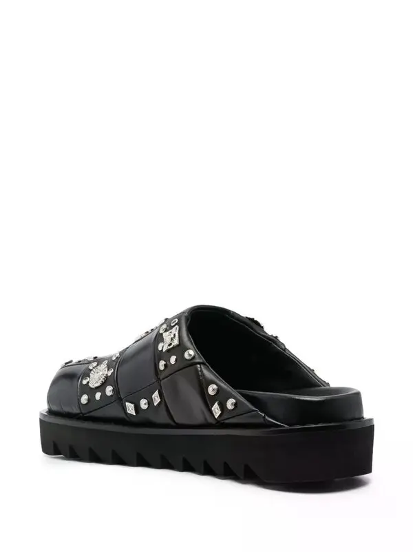 Toga Stud-embellished Leather Clogs - Black