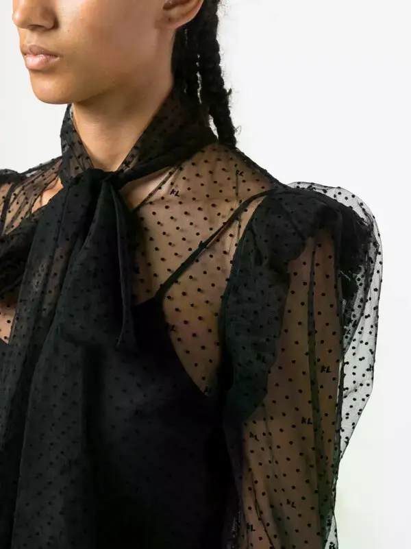 Karl Lagerfeld Mesh Pussy-bow Blouse