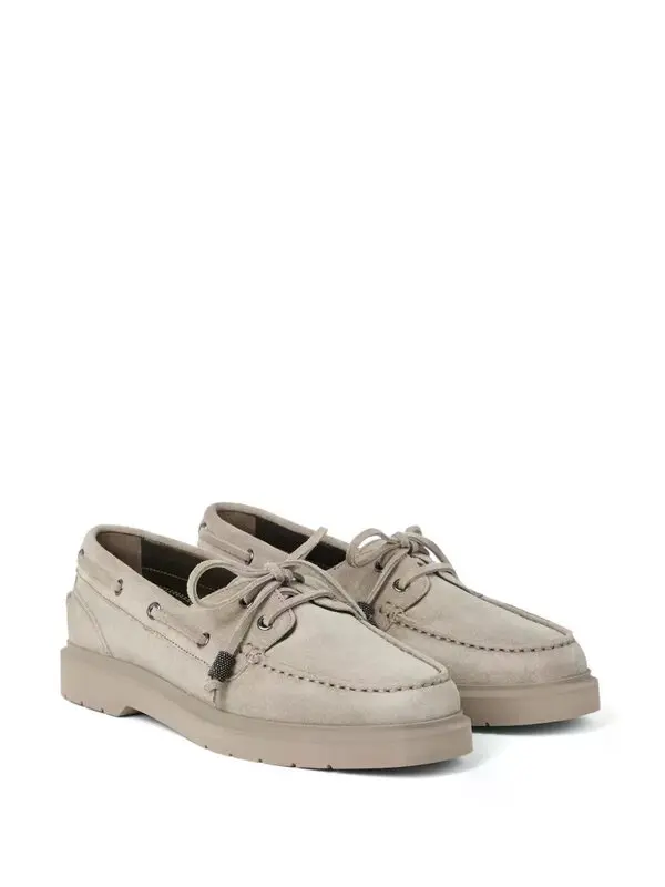 Brunello Cucinelli Monili Chain Boat Shoes - Grey