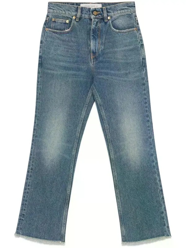 GOLDEN GOOSE Cropped Jeans With Stud Detailing - Blue