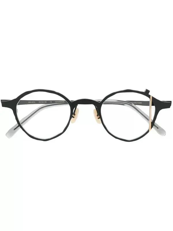 MASAHIROMARUYAMA Strap-detail Round Glasses - Black