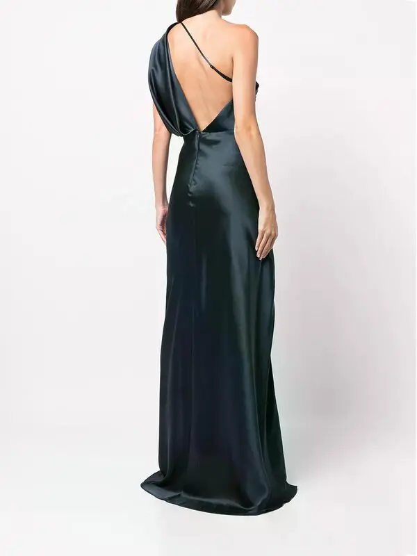 Michelle Mason Silk Asymmetrical Gathered Gown