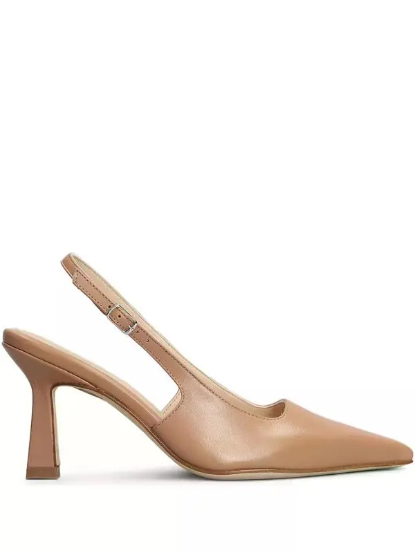 ANNA F. 65mm Leather Slingback Pumps - Brown