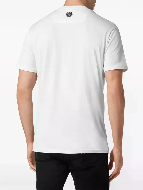 Philipp Plein Crystals Skull Cotton T-shirt - White