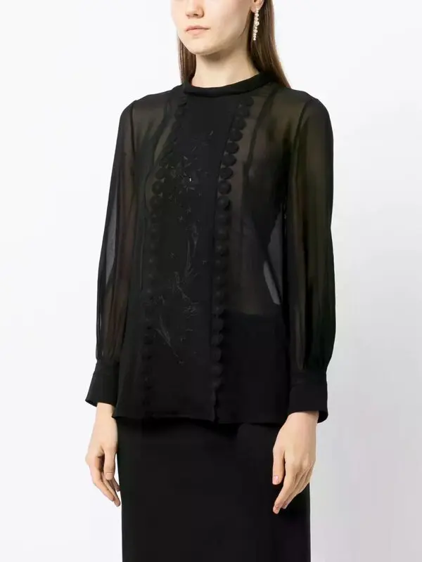 Shiatzy Chen Mulberry Silk Lace-appliqué Shirt