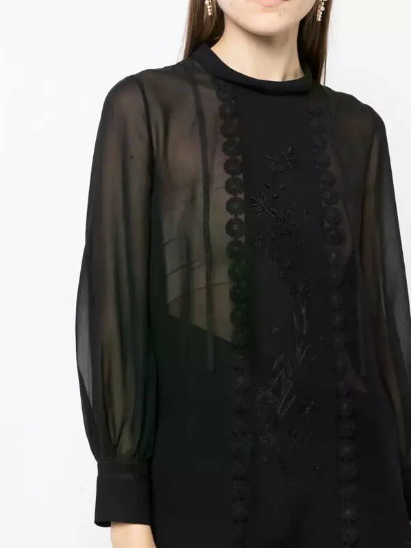 Shiatzy Chen Mulberry Silk Lace-appliqué Shirt