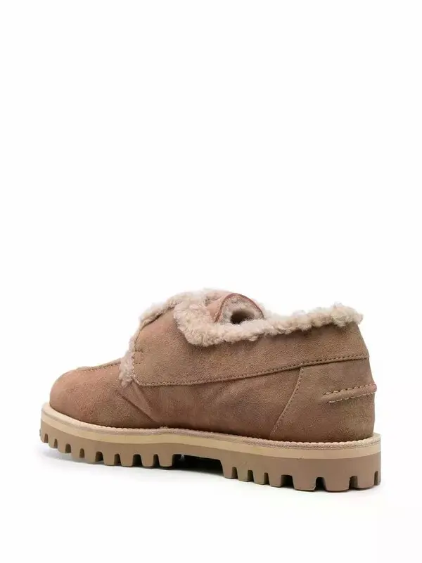 LE SILLA Suede Loafers With Faux Fur Trim - Neutrals