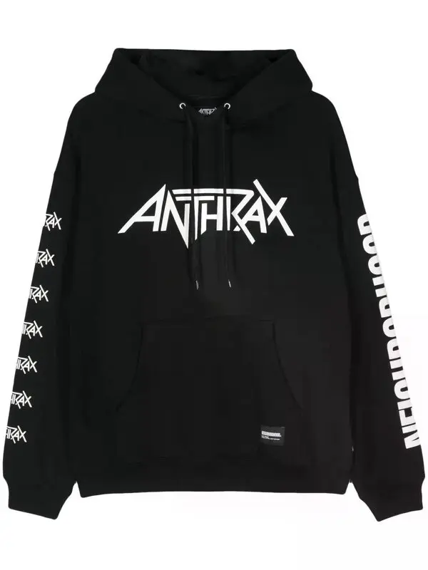NEIGHBORHOOD X Anthrax Logo-print Hoodie - Black