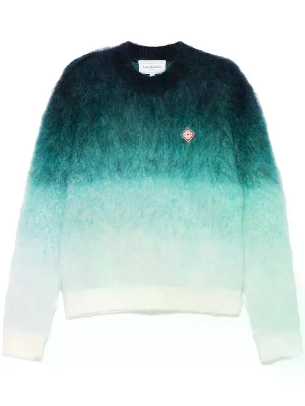 Casablanca Gradient Brushed Mohair Blend Sweater - Blue