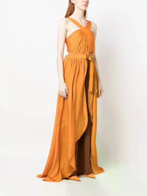Alberta Ferretti Silk Draped Maxi Dress